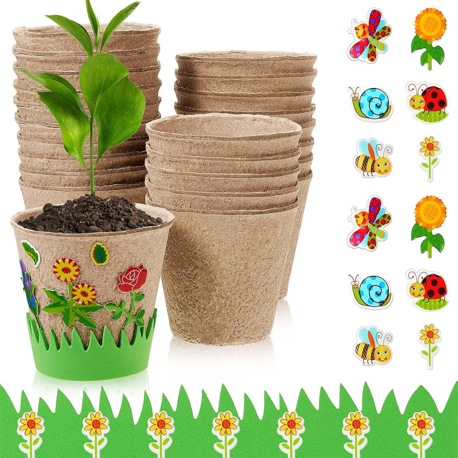 30 Sets Garden Paper Craft Kit Foam Flower Pots, DIY Flower Planting ...