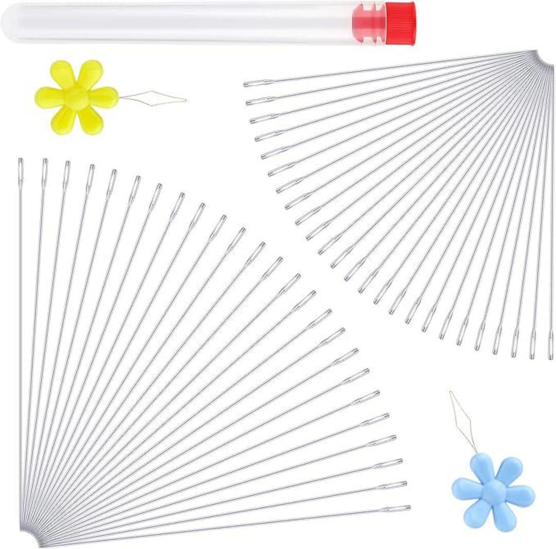 50 Pcs Beading Needles, 2 Sizes Seed Beads Needle Extra Fine Thin ...