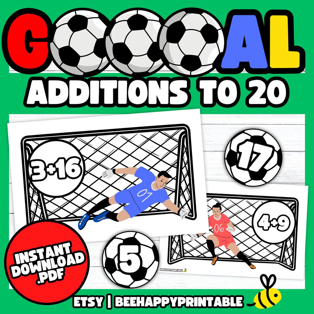 Addition to 20, Soccer, 1st Grade Math Centers, Printable Math ...