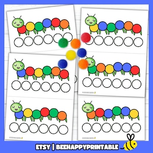Printable Color Pattern Activity, Caterpillar Color Pattern, Pom Pom ...