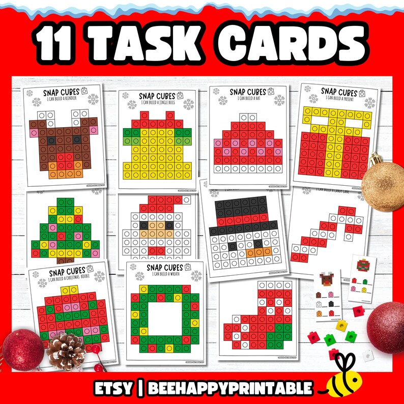 Christmas Snap Cubes Mats, Connecting Cubes Task Cards, Preschool ...