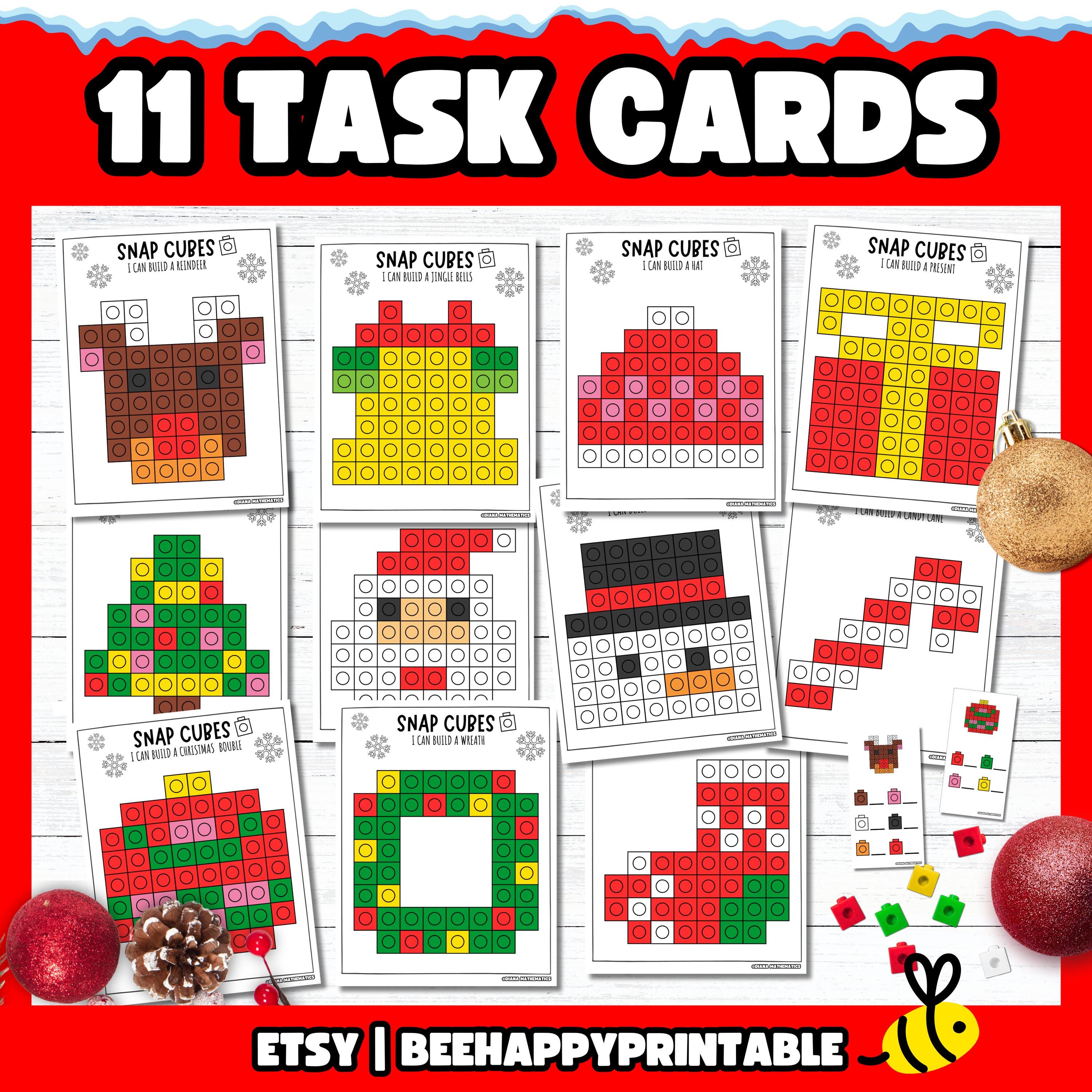 Christmas Snap Cubes Mats, Connecting Cubes Task Cards, Preschool ...