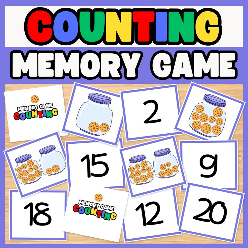 Cookies Counting Memory Game, Counting Practice to 20, 1st Grade Memory ...