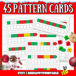 Printable Christmas Snap Cubes Patterns, Color Pattern, Activity for ...