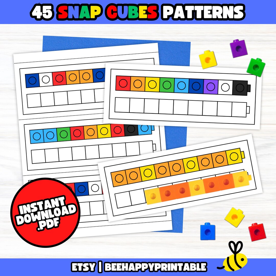 Printable Snap Cube Pattern, Color Pattern, Pattern Copy Cards, Counting or Connecting Cubes ...