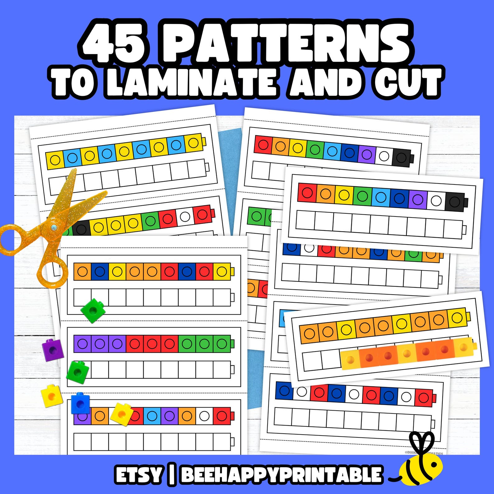 Printable Snap Cube Pattern, Color Pattern, Pattern Copy Cards, Counting or Connecting Cubes ...