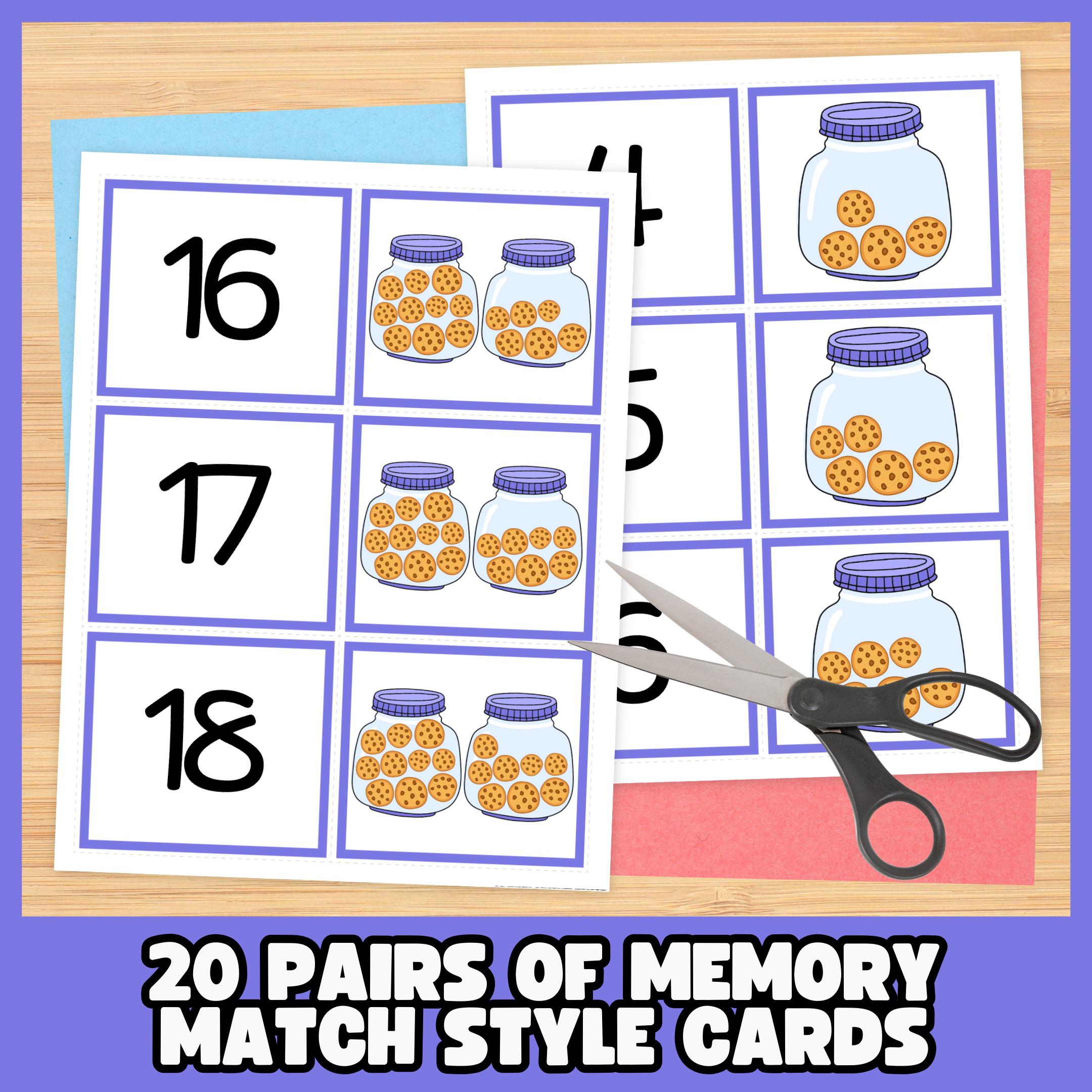 Cookies Counting Memory Game, Counting Practice to 20, 1st Grade Memory ...