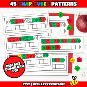 Printable Christmas Snap Cubes Patterns, Color Pattern, Activity for ...