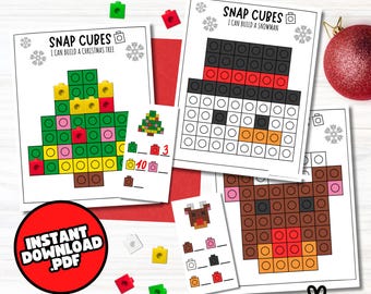Winter Snap Cube Task Cards, Connecting Cubes Task Cards, Preschool ...