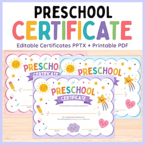 End of Year Preschool Certificate Editable PPTX + Printable PDF ...