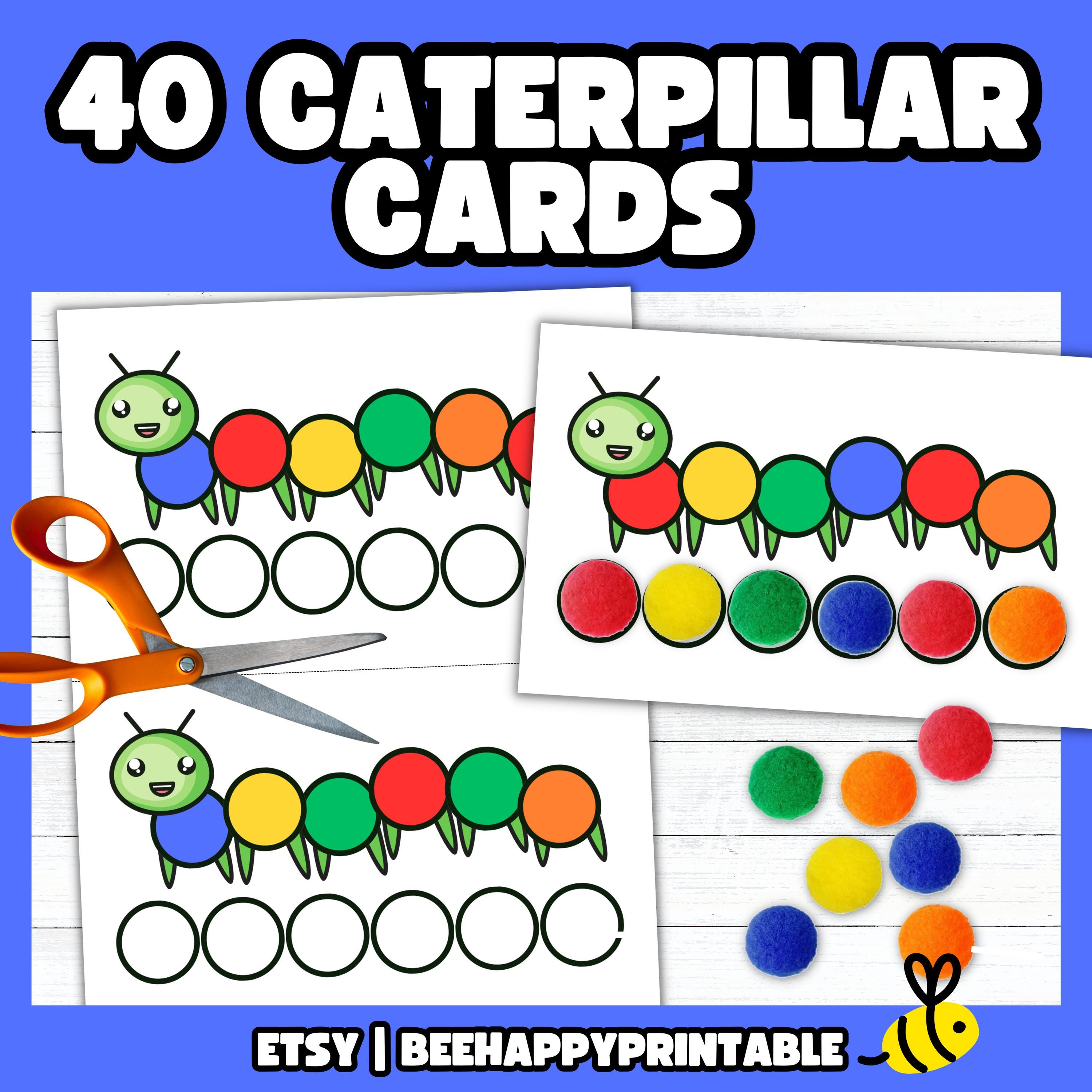 Printable Color Pattern Activity, Caterpillar Color Pattern, Pom Pom ...