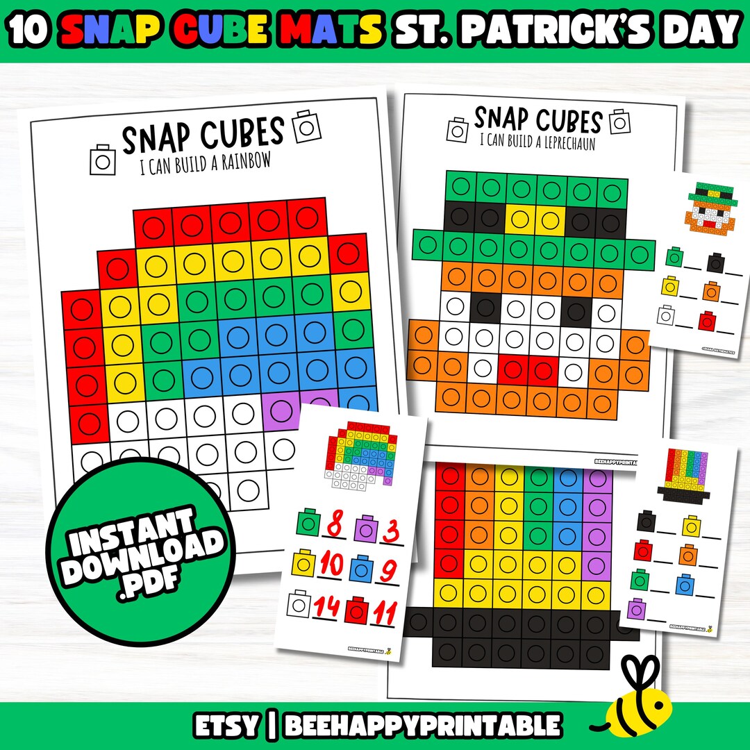 St. Patrick’s Day Snap Cube Task Cards, St. Patrick’s Day Snap Cube ...