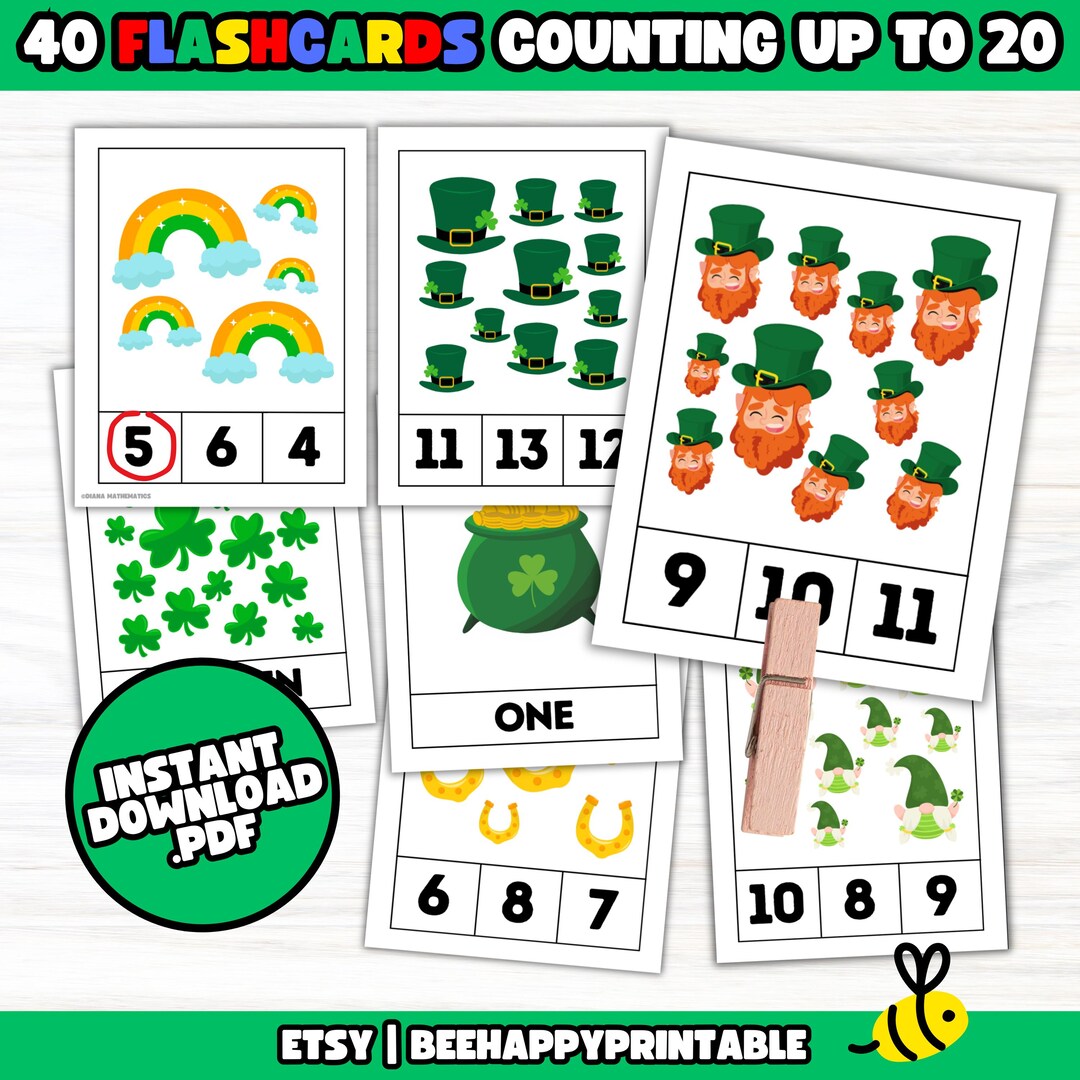 Saint Patrick's Day Counting to 20, Saint Patrick's Day Flash Cards ...