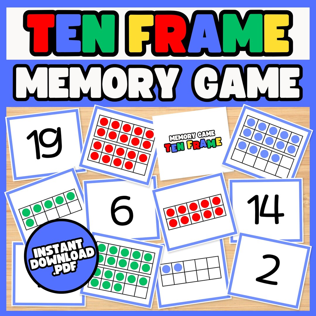 Ten Frame Memory Game, 1st Grade Memory Match Game, Math Center Task ...