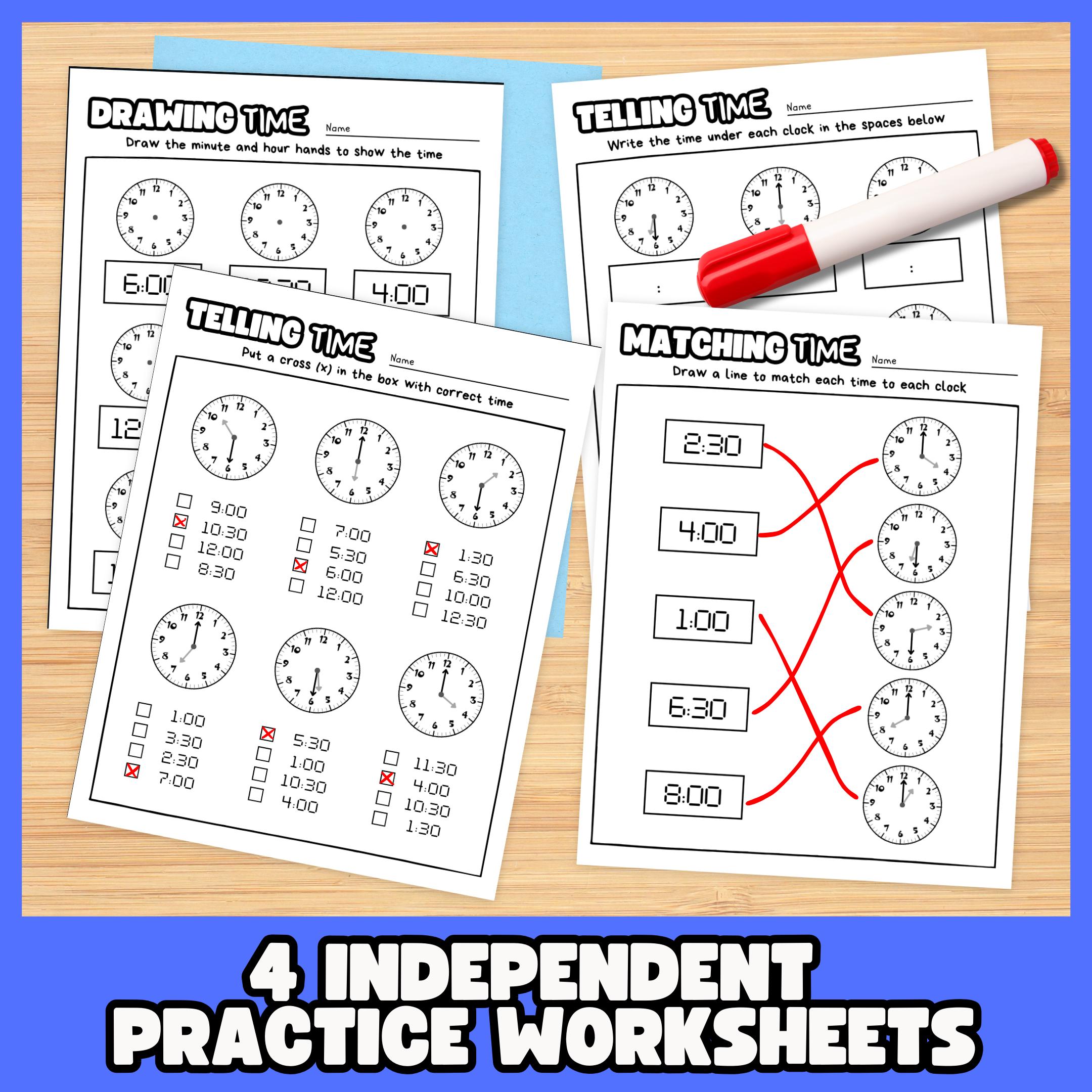Telling Time Memory Game, 1st Grade Memory Match Game, Math Center Task ...