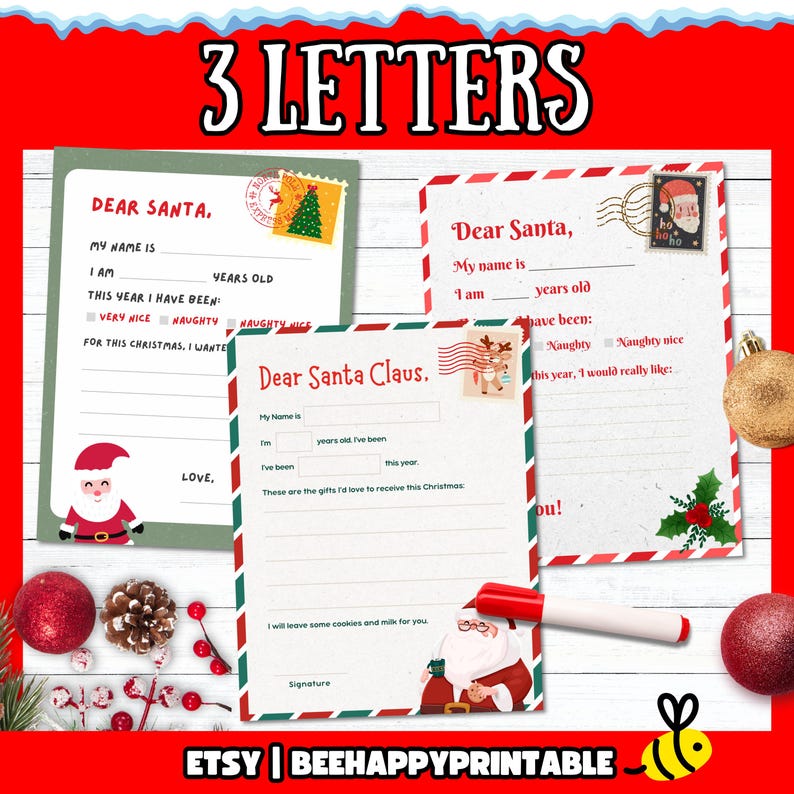 Letter to Santa Printable, Christmas Wish List Activity, Santa Letter ...