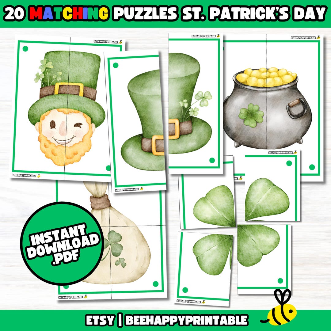 Saint Patrick’s Day Matching Game, St. Patrick’s Day Puzzle Flash Cards ...