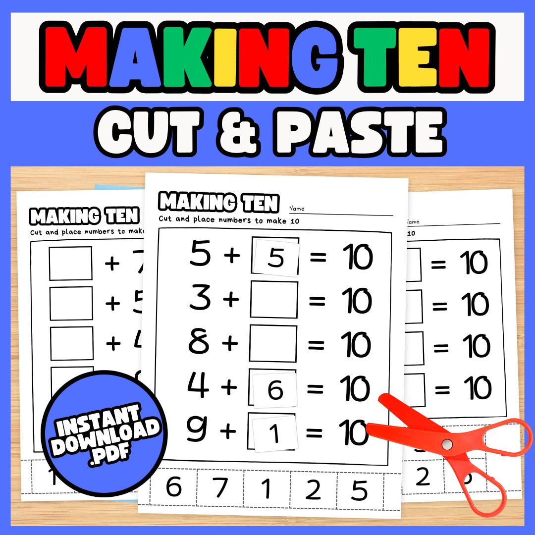 Making 10 Math Worksheets, Adding to 10, Make a 10 Practice Activities ...