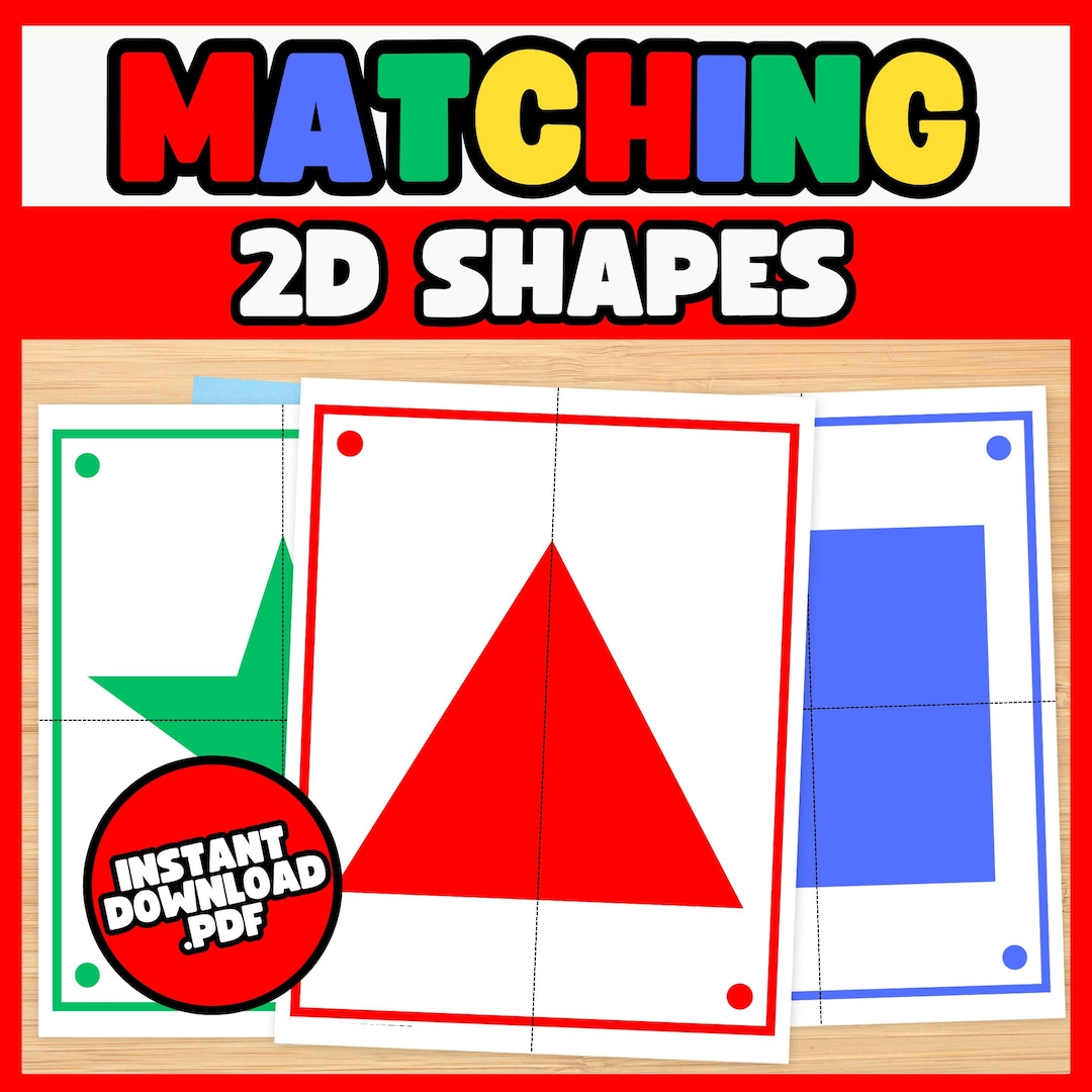 2D Shapes Matching Game, Puzzle Flash Cards, Shape Recognition Puzzle ...