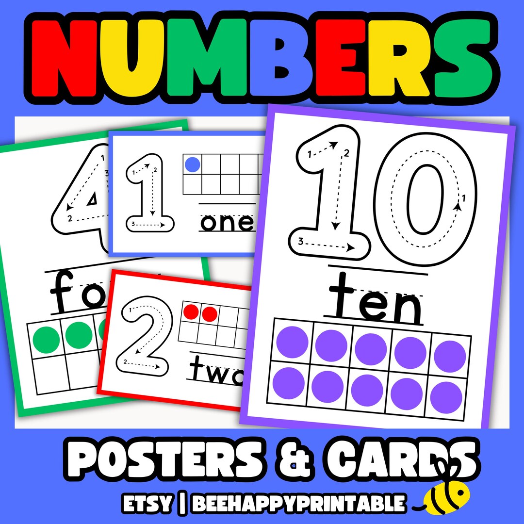 Numbers Posters and Cards, Number Recognition and Counting 0-10, Maths ...