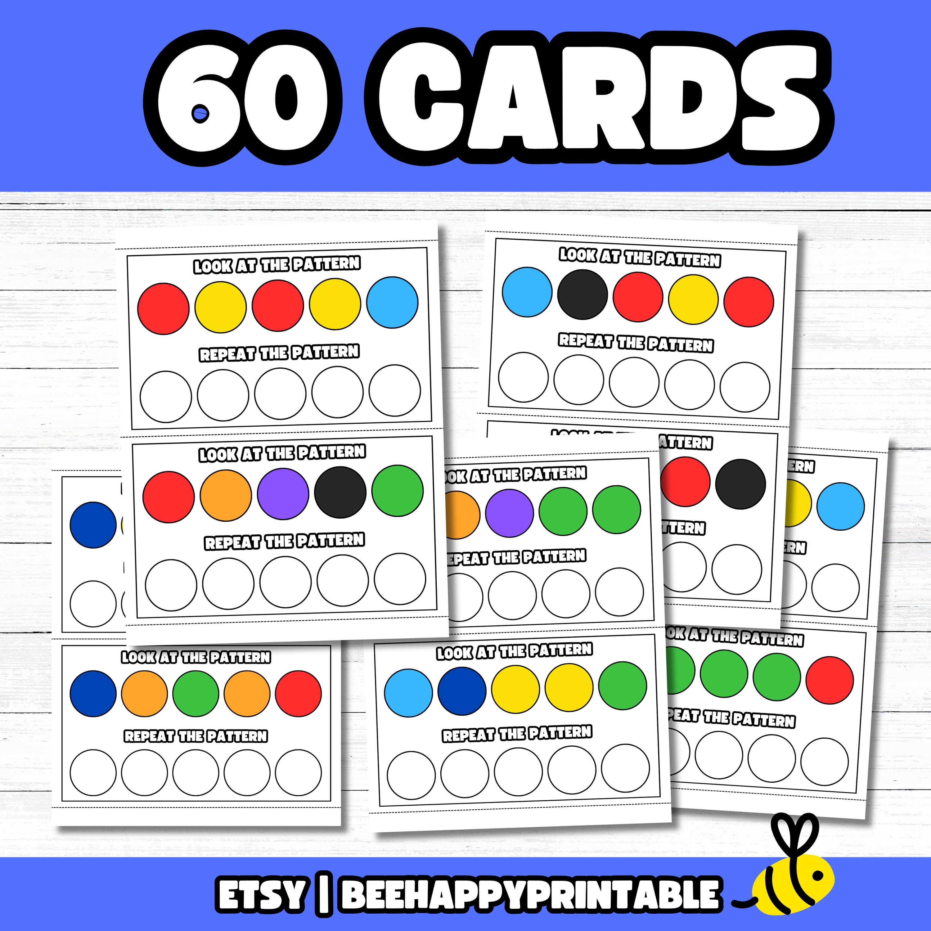 Printable Color Pattern Activity, Patterns Activity Cards, Pom Pom ...
