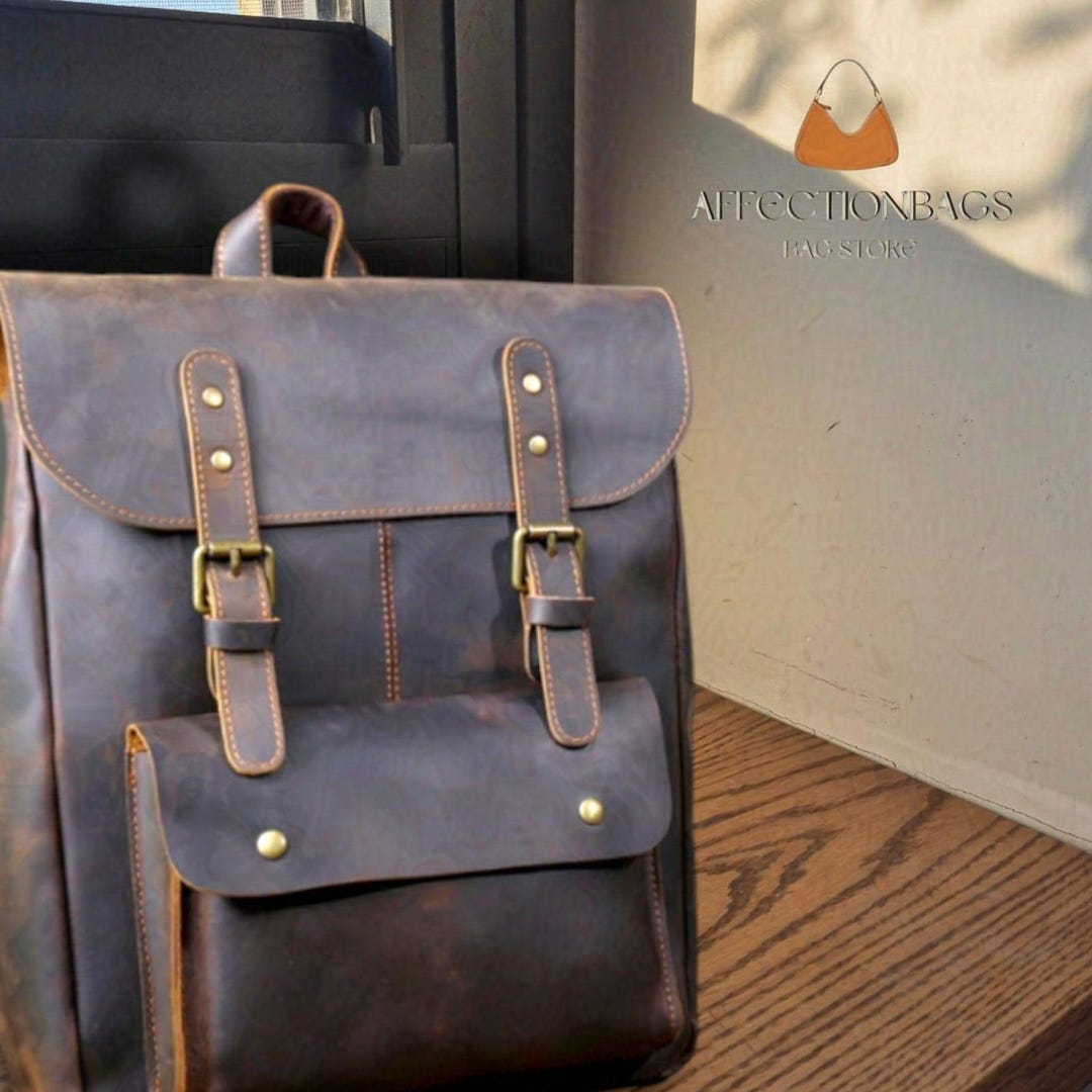Brown Leather Backpack Stylish Rucksack Durable Men's Backpack Hipster ...