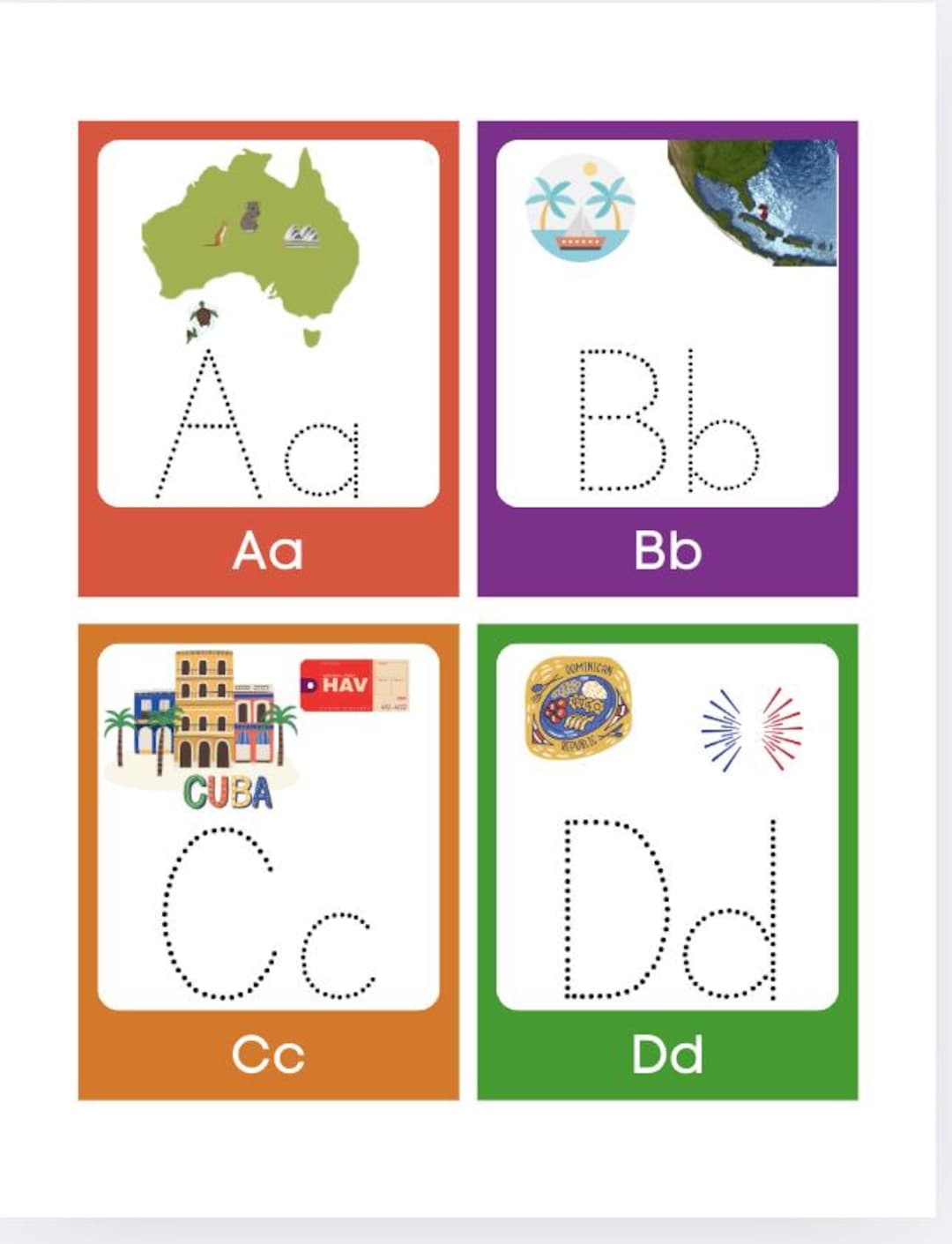 Trace-abc Flashcards-themed Around the World - Etsy
