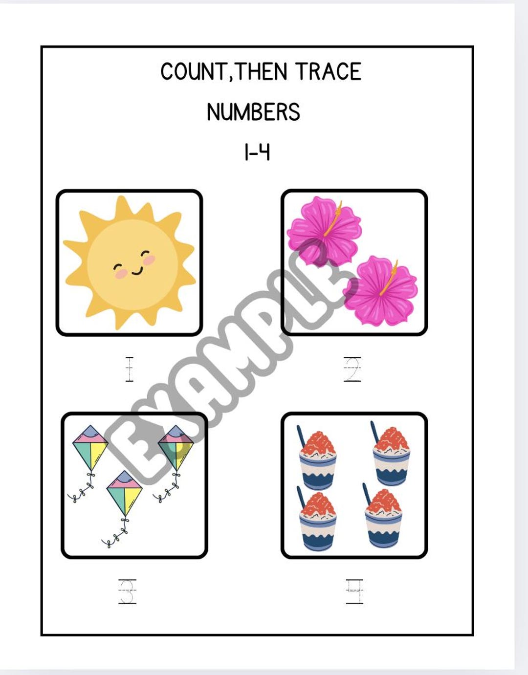 Summer Number Tracing Worksheet 1-20 - Etsy
