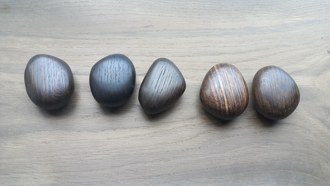Hand Carved Bog Oak Worry Stone - Petrified Wood Palm Massager - Etsy