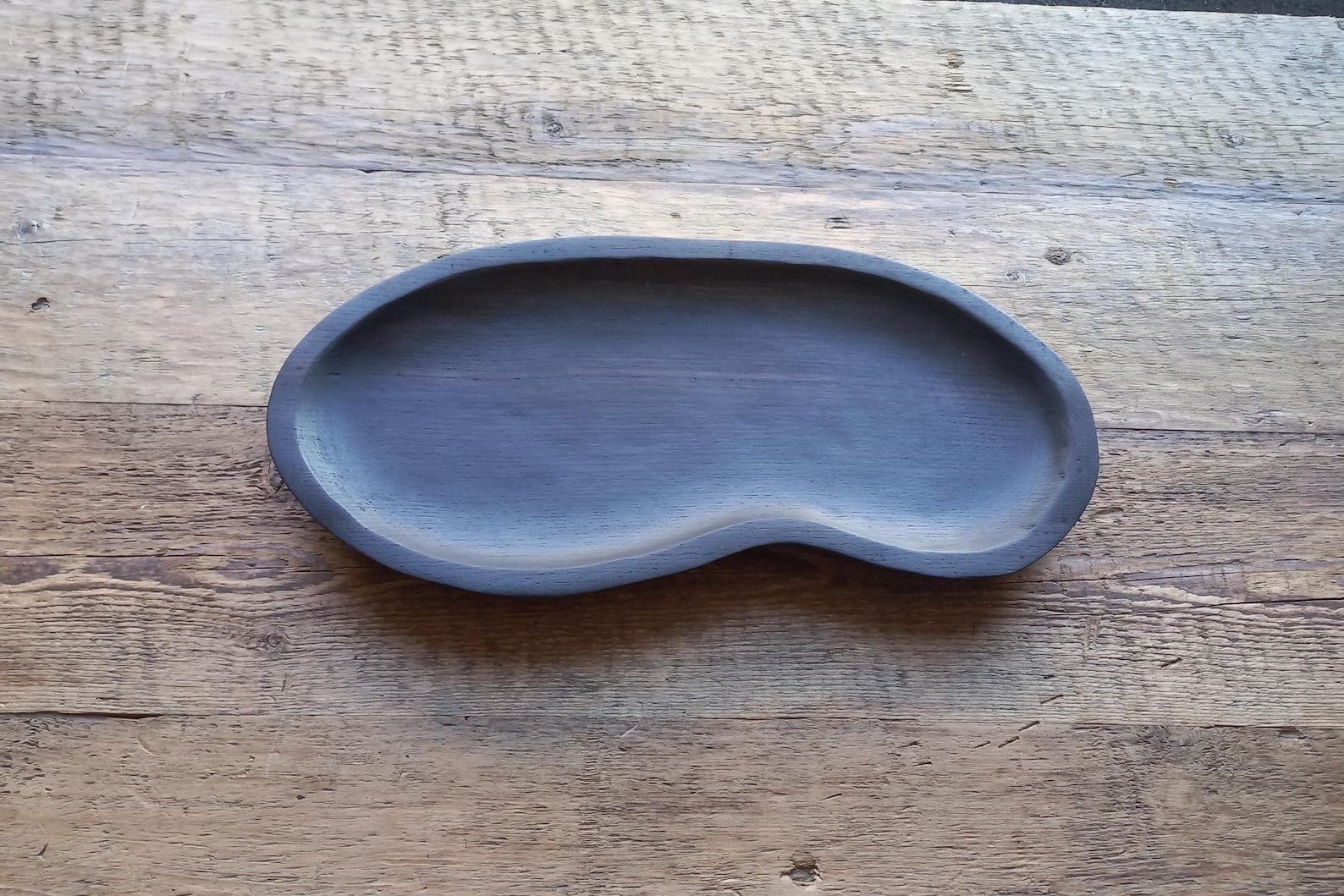 Hand Carved Bog Oak Curved Oval Bowl - Large Rustic Centerpiece ...
