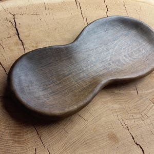 Hand Carved Bog Oak Curved Oval Bowl - Large Rustic Centerpiece ...