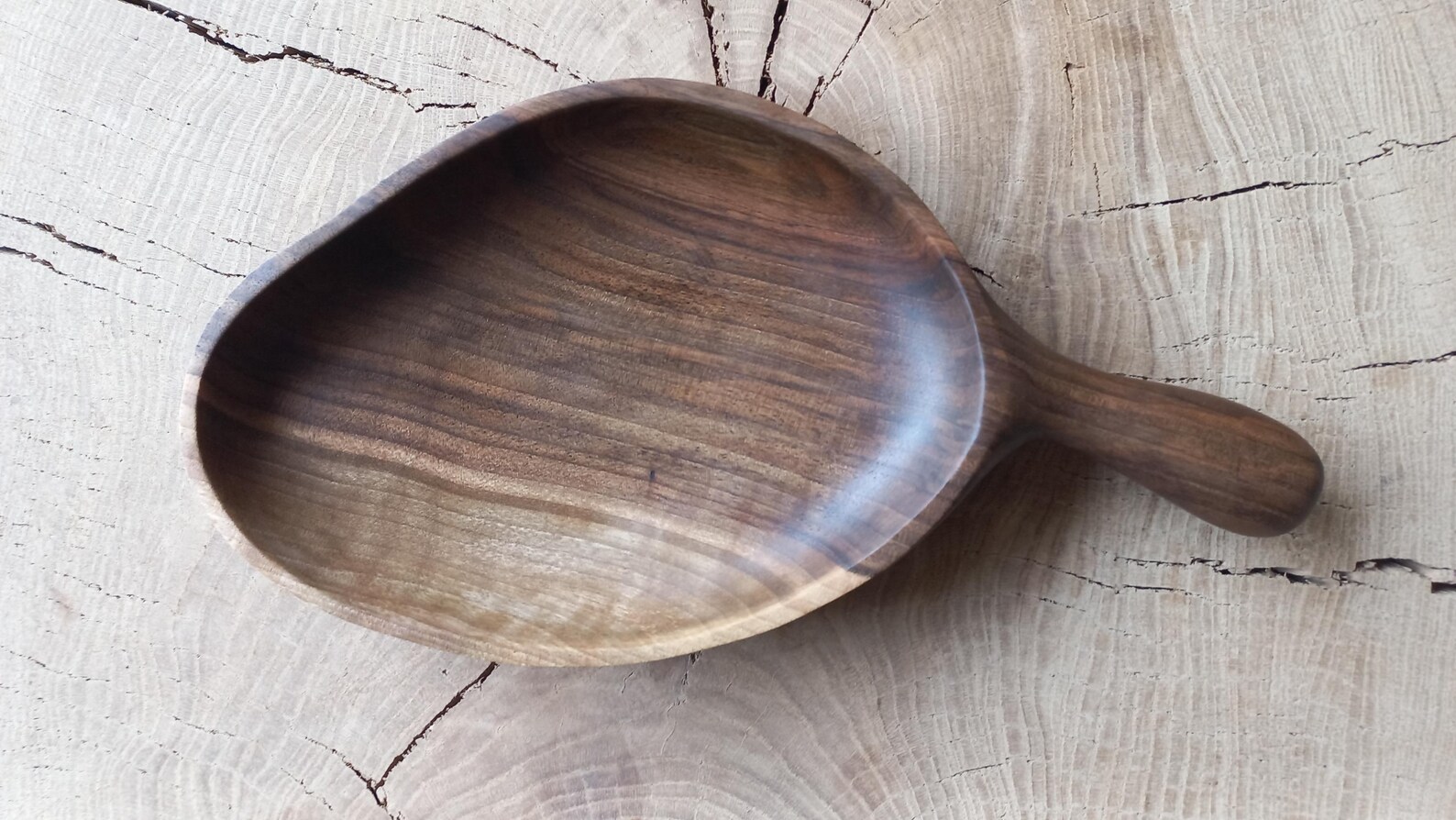 Hand Carved Walnut Bowl: Rustic Kitchen Decor, Wooden Centerpiece (13x7 ...