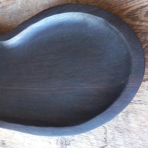 Hand Carved Bog Oak Curved Oval Bowl - Large Rustic Centerpiece ...