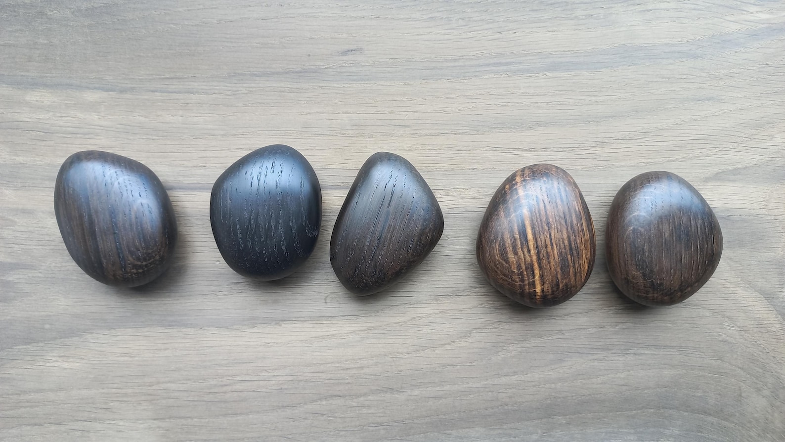 Hand Carved Bog Oak Worry Stone - Petrified Wood Palm Massager - Etsy