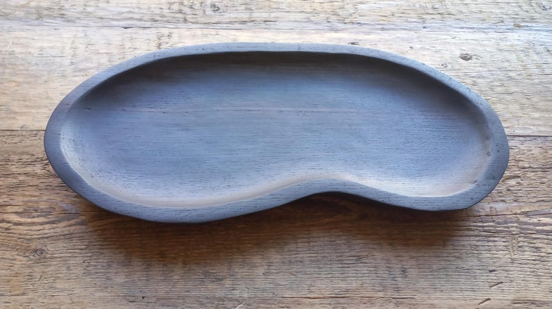Hand Carved Bog Oak Curved Oval Bowl - Large Rustic Centerpiece ...
