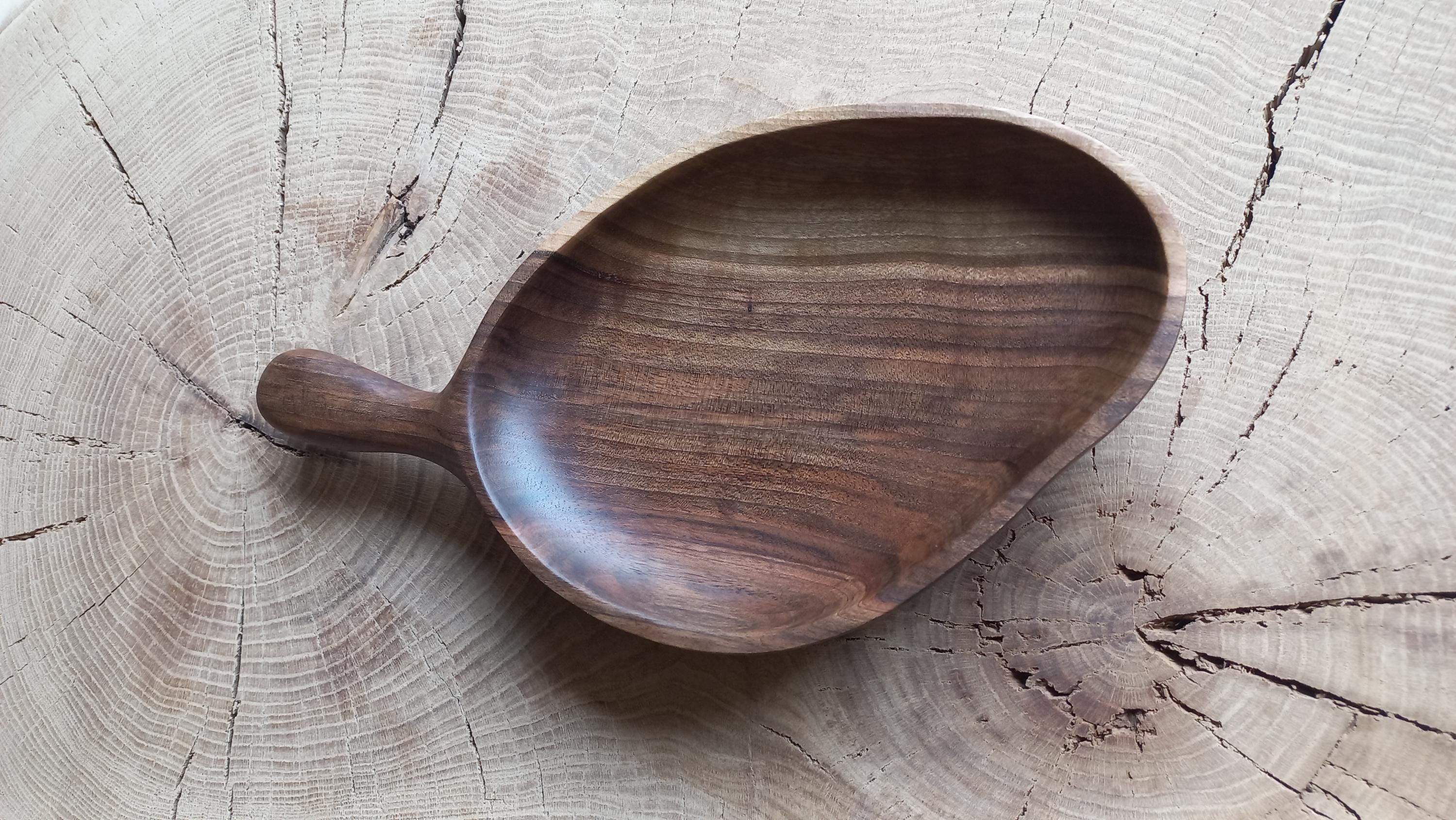 Hand Carved Walnut Bowl: Rustic Kitchen Decor, Wooden Centerpiece (13x7 ...