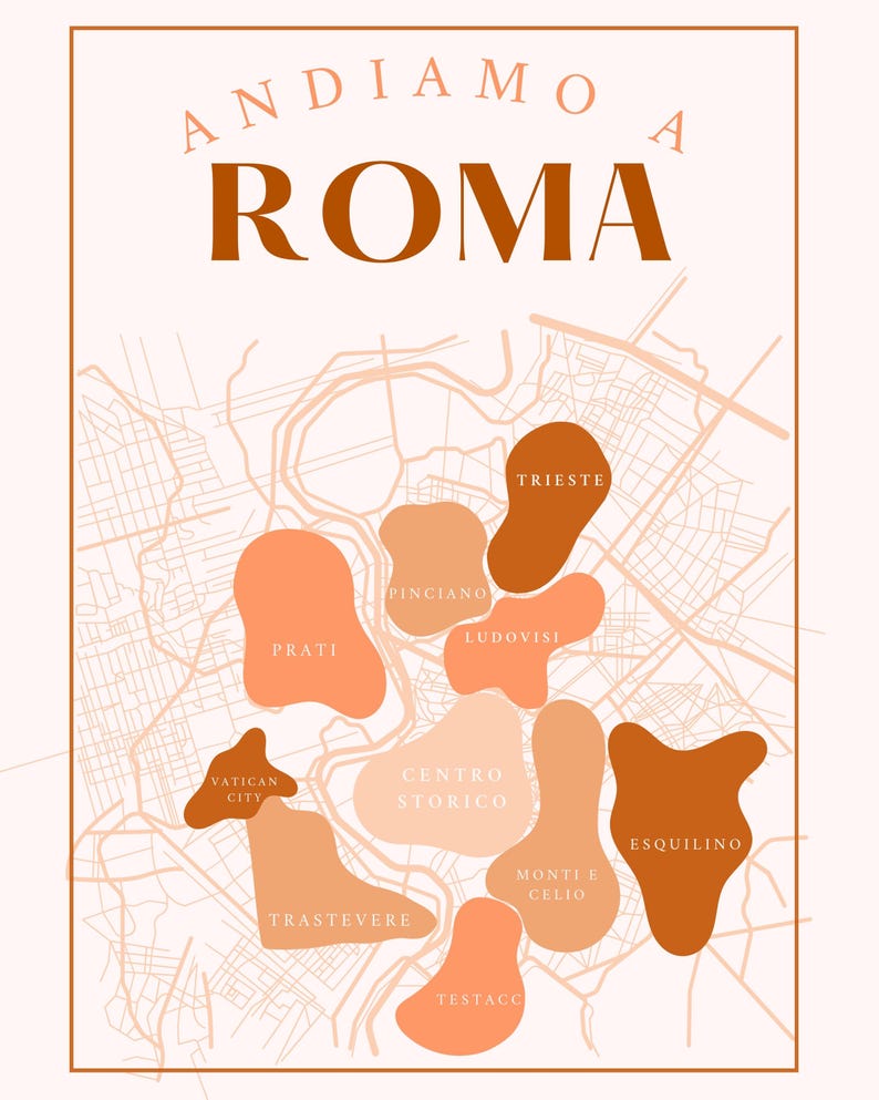 Printable Poster Rome Map, Italy Wall Art, Map Art, Instant ...