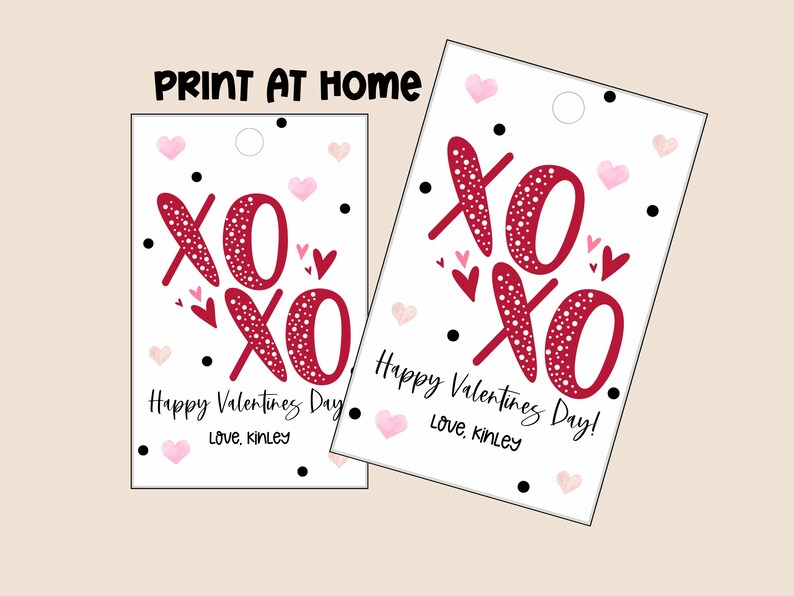 XOXO Valentine Gift Tags, Digital Download, Print at Home, Valentine's ...