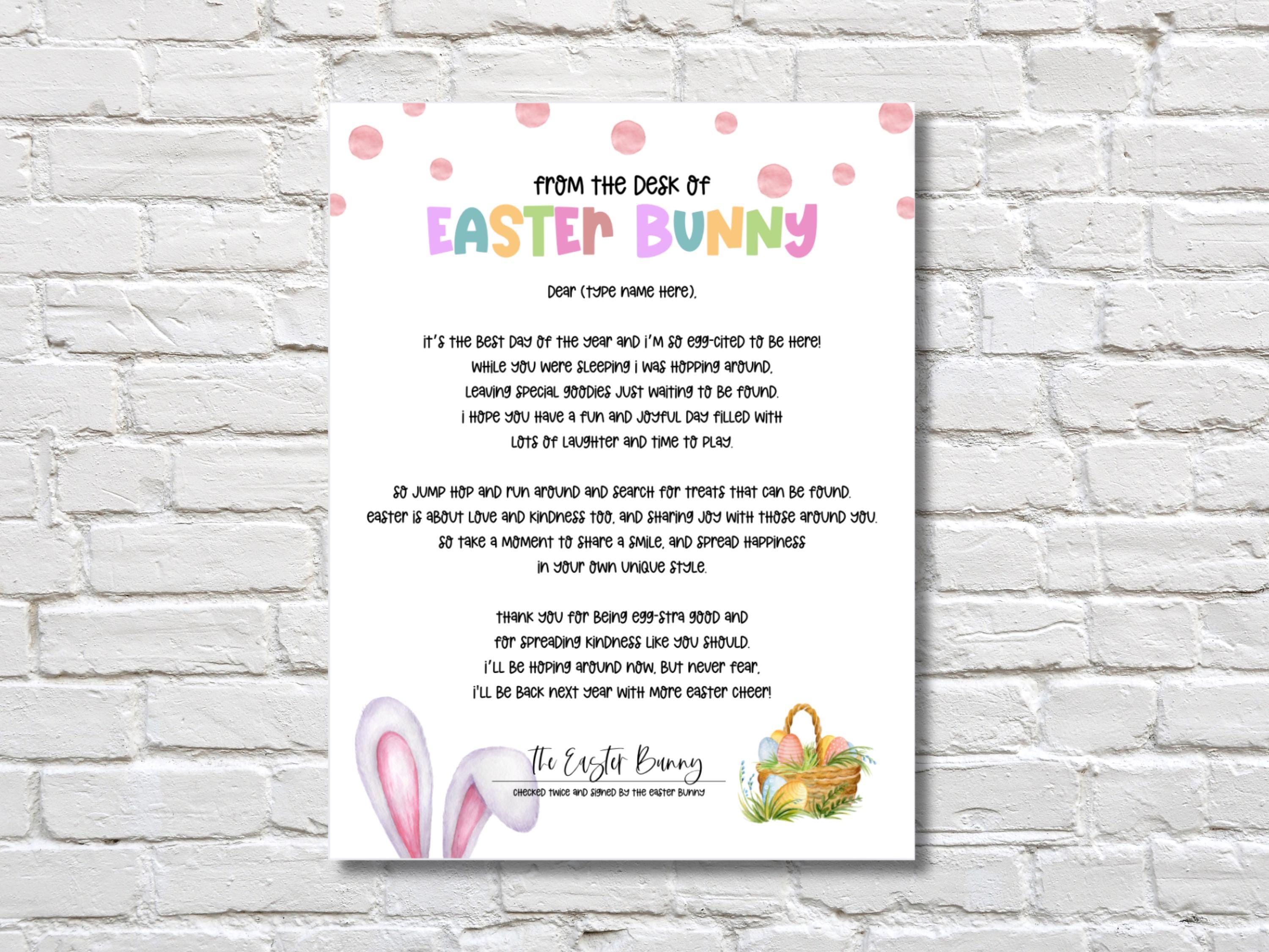 EDITABLE Letter From Easter Bunny, Colorful Printable Easter Letter ...