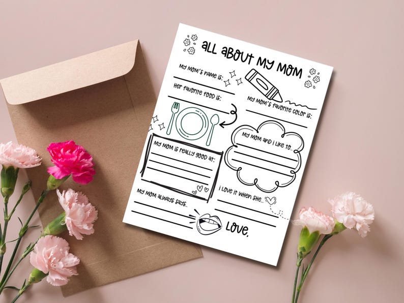 All About Mom Fill in the Blank, About Mom Printable, DIY, Mother's Day ...