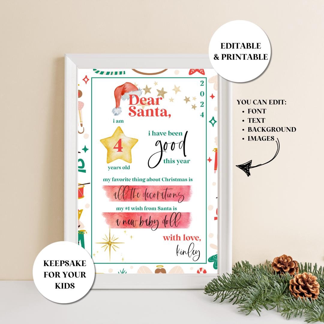 Christmas Wish List Printable, Letter to Santa, Christmas Printable for ...