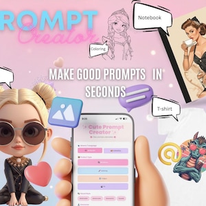 AI Cartoon Prompt Builder | Chibi Kawaii Designs for POD, Coloring, 3D ...