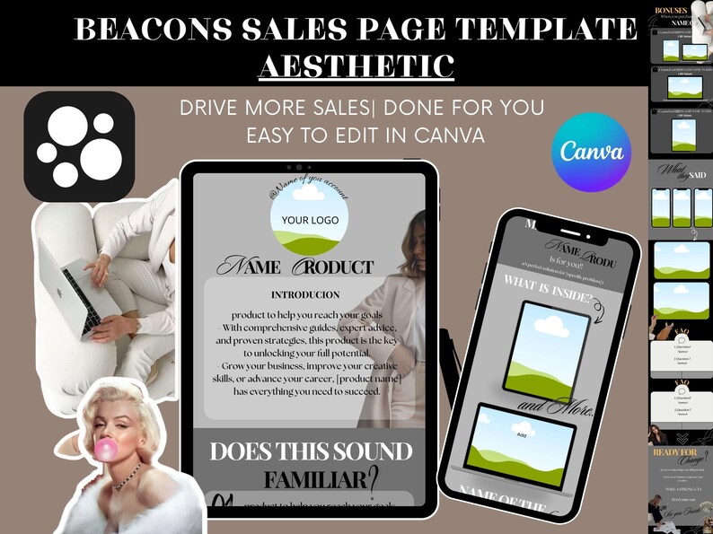 Beacons | Stan Store | Sales Page Template -| Suitable for DWA, UBC or ...