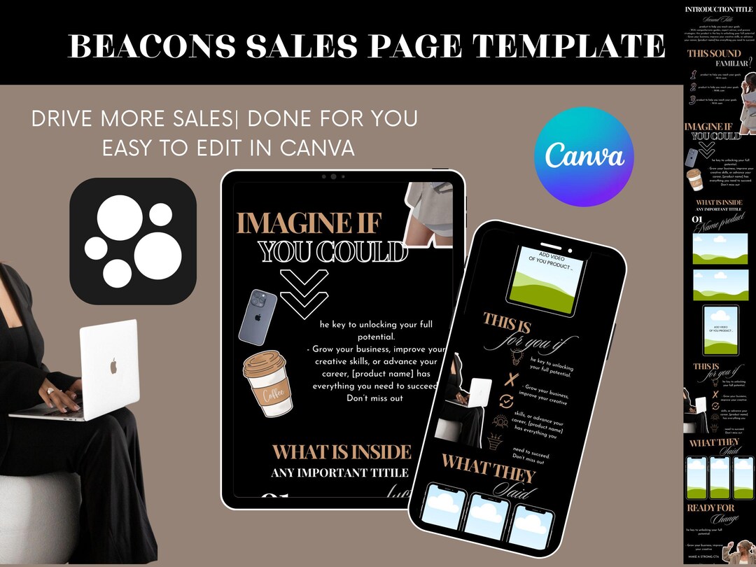 Beacons Sales Page Canva Template: Modern Design - Etsy