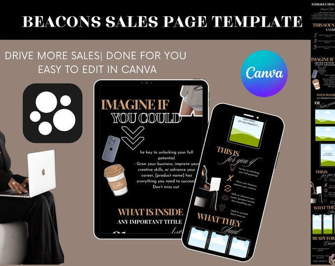 Beacons Sales Page Canva Template: Modern Design - Etsy