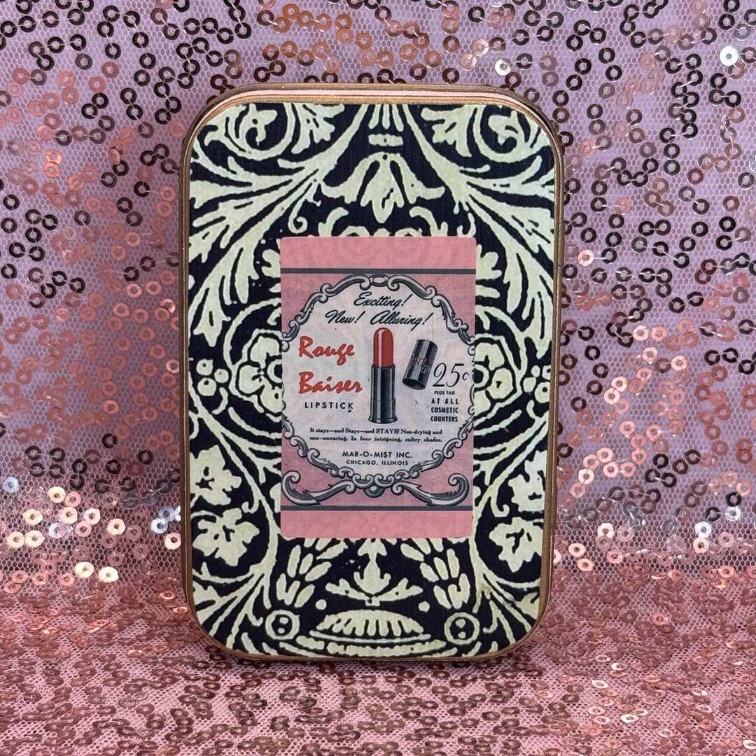 Pretty Parcel Decorated Mint Tin Jewelry Box Gold Hinged Storage Box ...