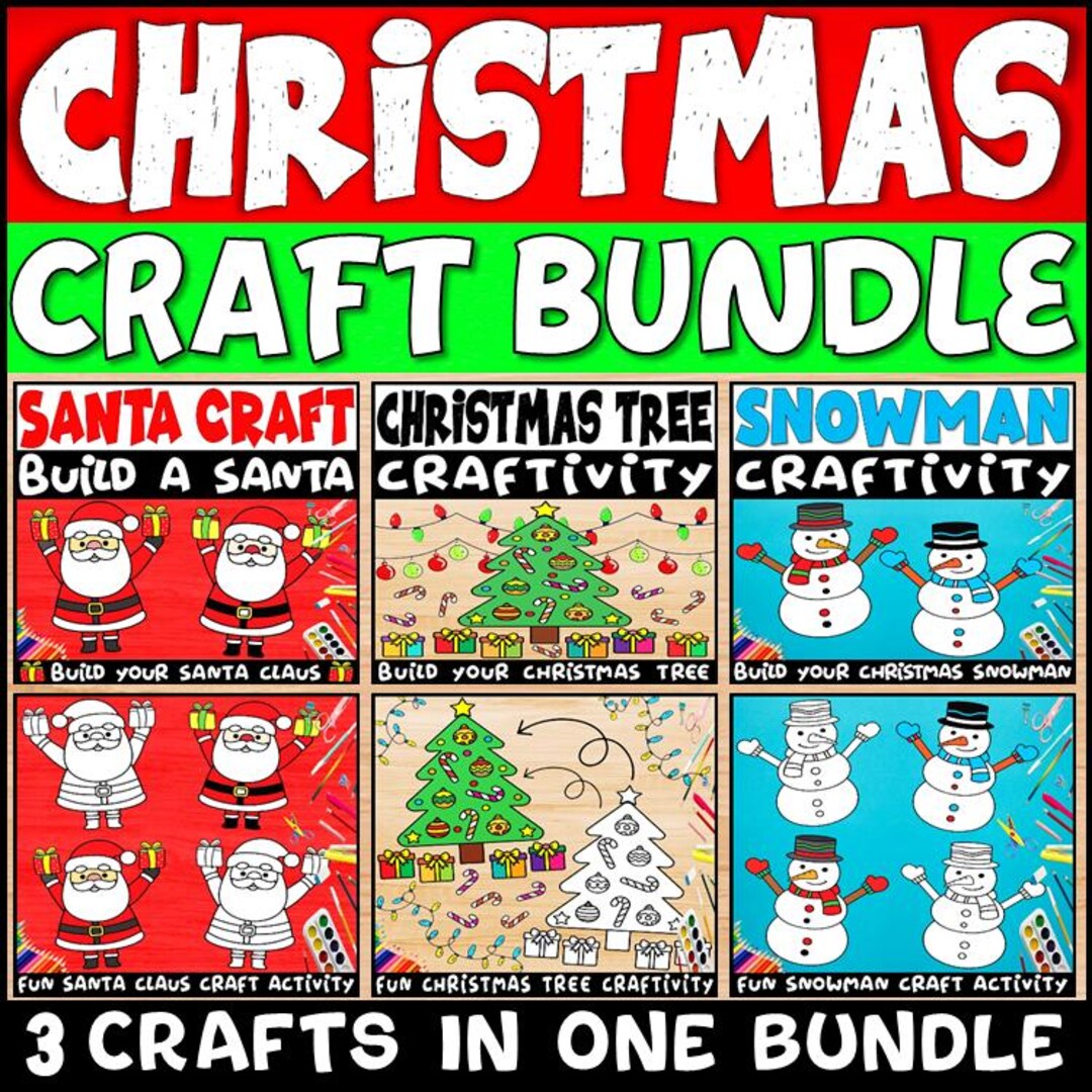 Christmas Craft Bundle: Santa Claus, Snowman, and Christmas Tree DIY ...