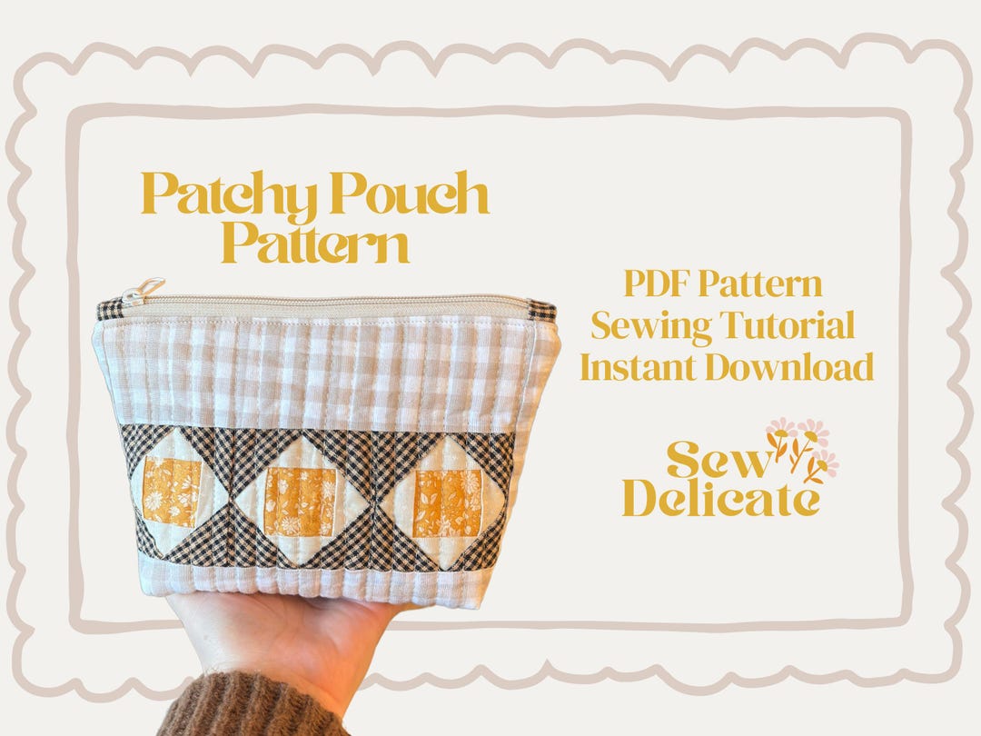 Patchy Pouch PDF Pattern, FPP Zipper Pouch, Instant Download, Foundation Paper Piecing Pattern ...