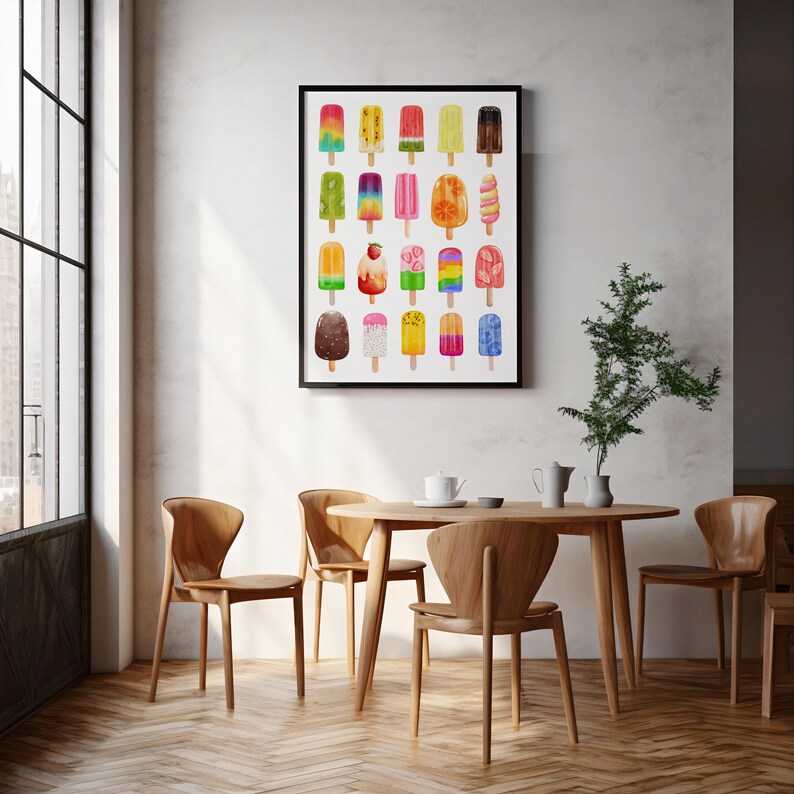 Popsicle Art, Ice Cream Print, Watercolor Popsicle Poster, Summer ...