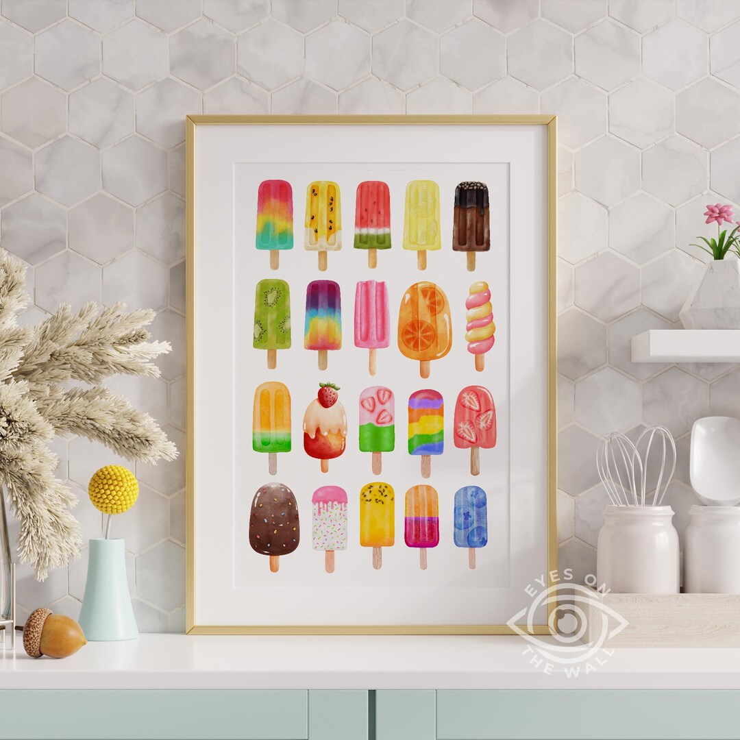 Popsicle Art, Ice Cream Print, Watercolor Popsicle Poster, Summer ...